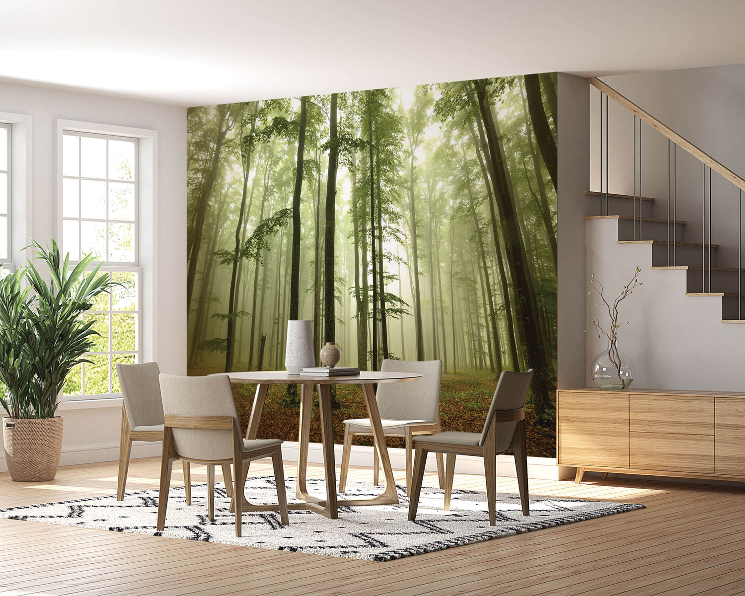 Bos in de mist - LW00264 - Behang.nl