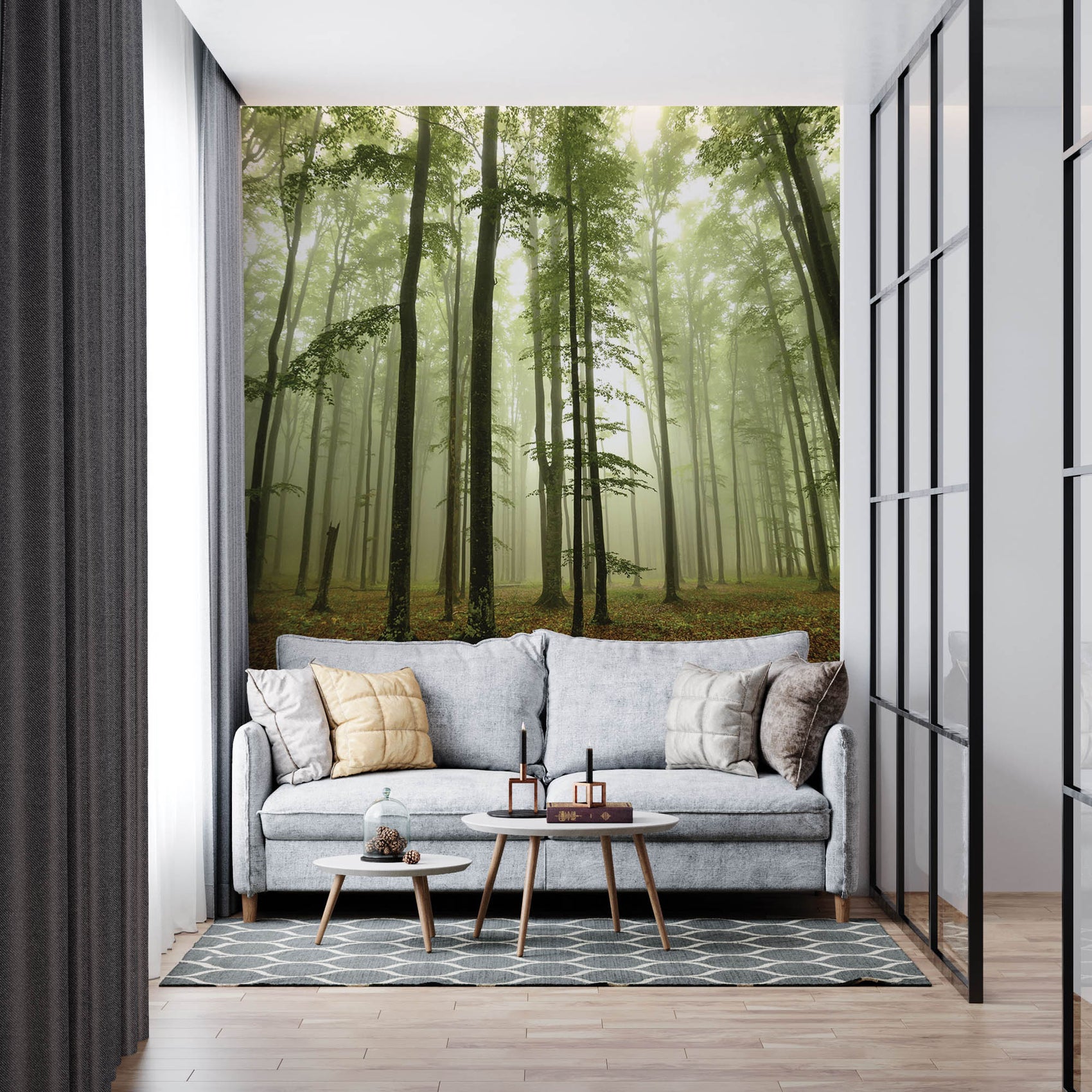 Bos in de mist - LW00264 - Behang.nl